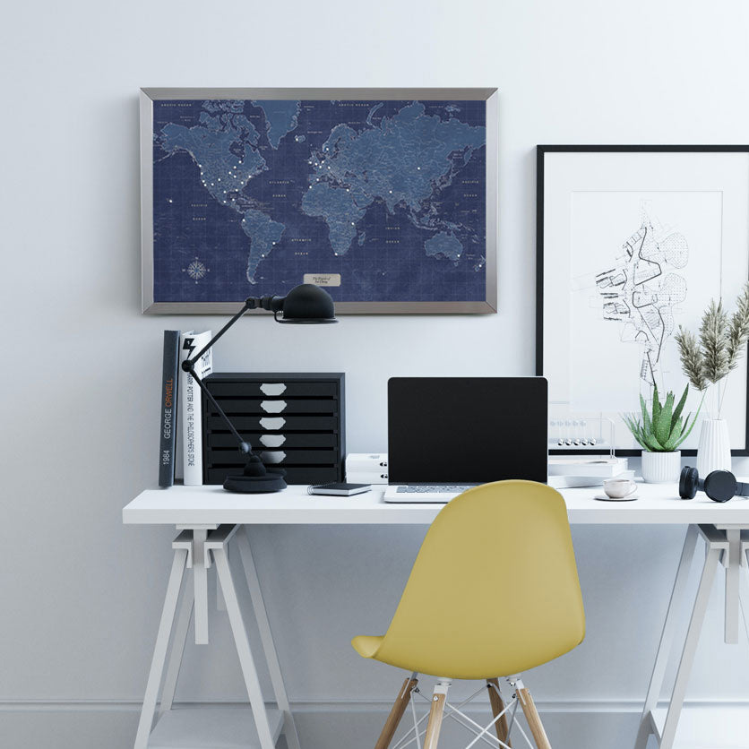 Modern Blueprint World Travel Map – MapYourTravels.com