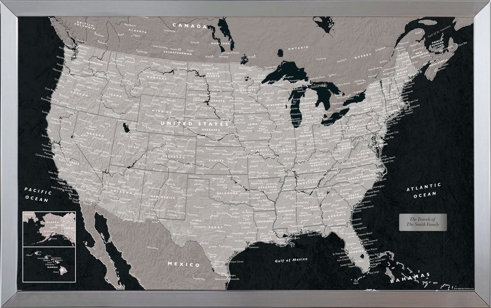 Urban Slate US Travel Map – MapYourTravels.com