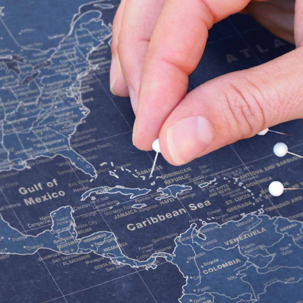 Modern Blueprint World Travel Map – MapYourTravels.com