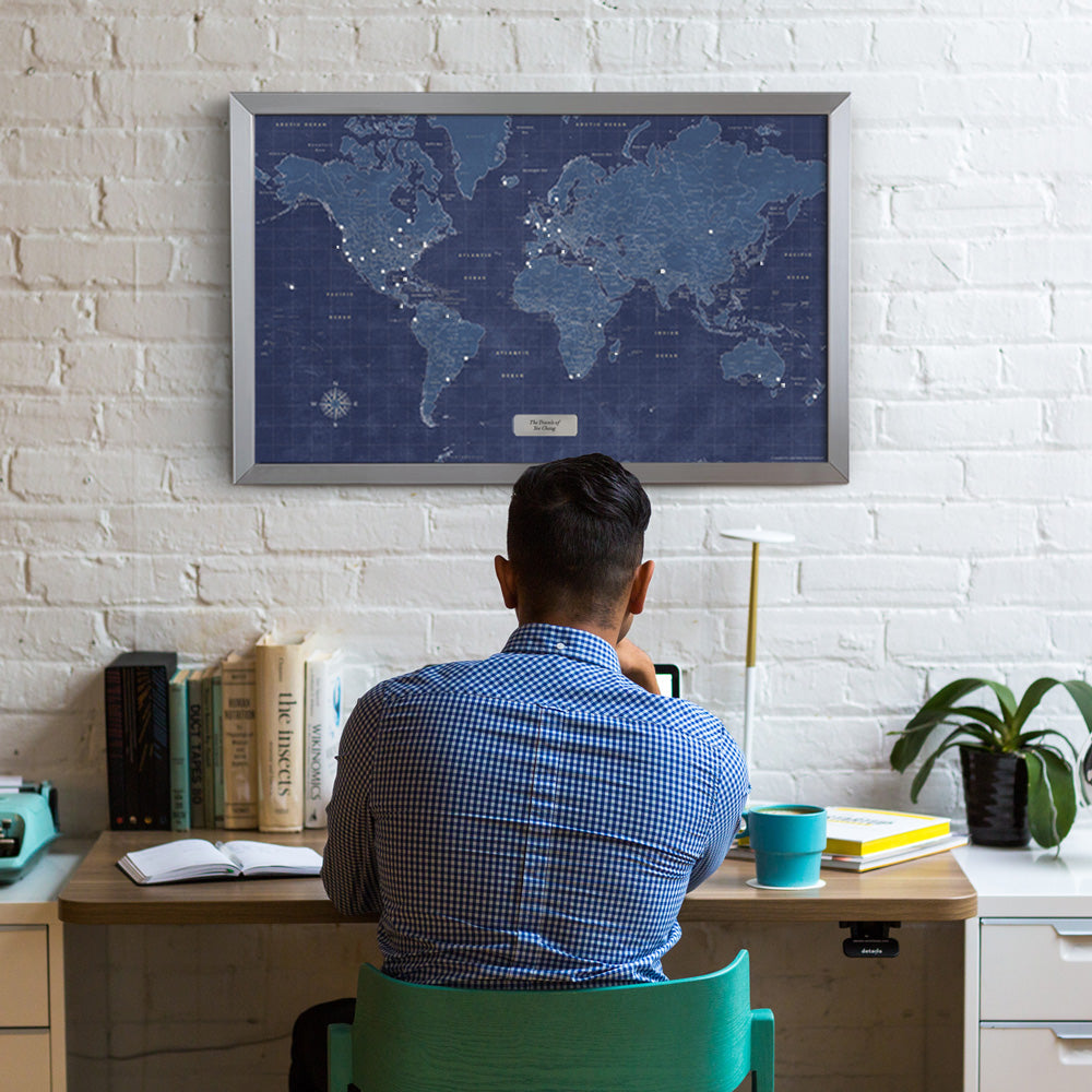 Modern Blueprint World Travel Map – MapYourTravels.com