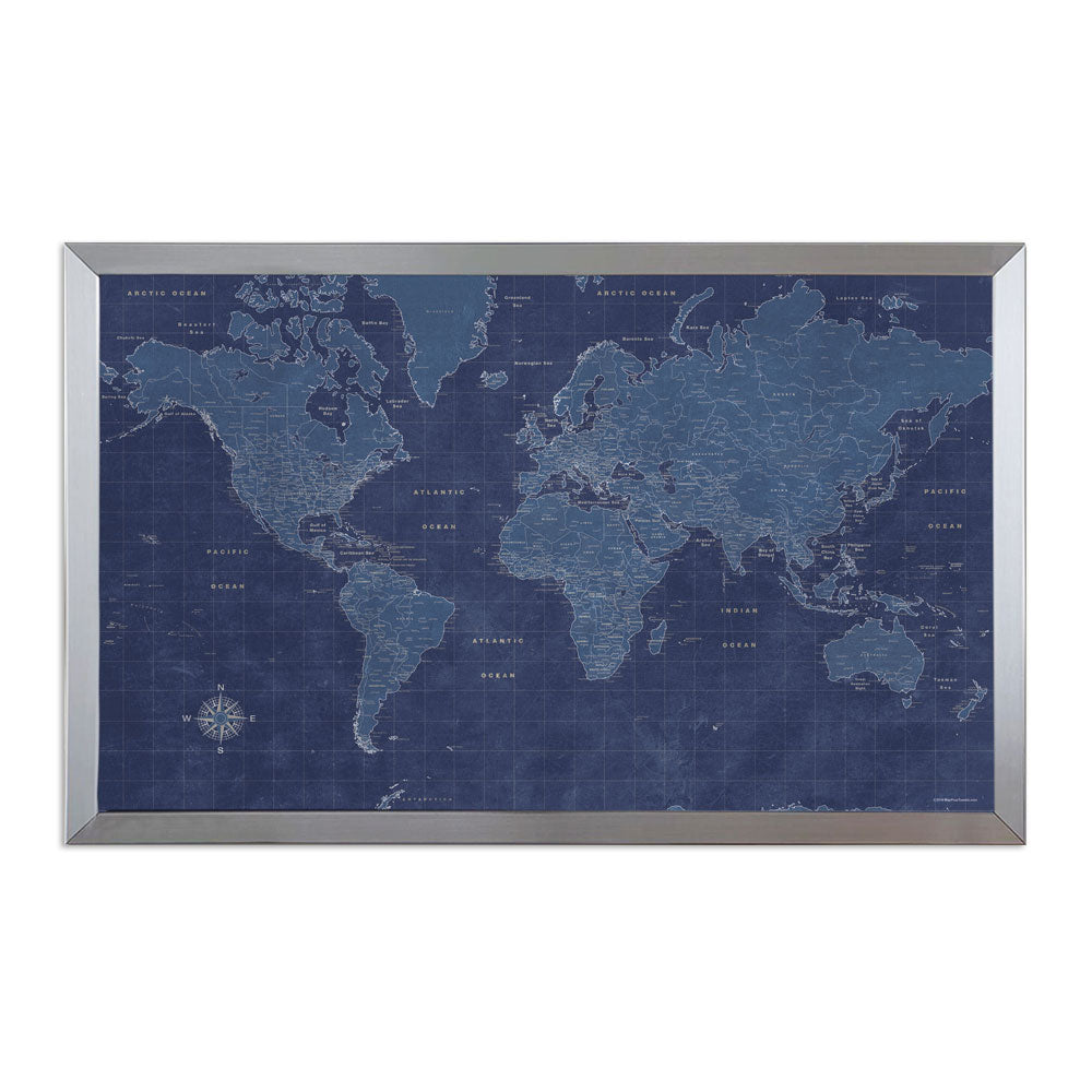 Modern Blueprint World Travel Map – MapYourTravels.com