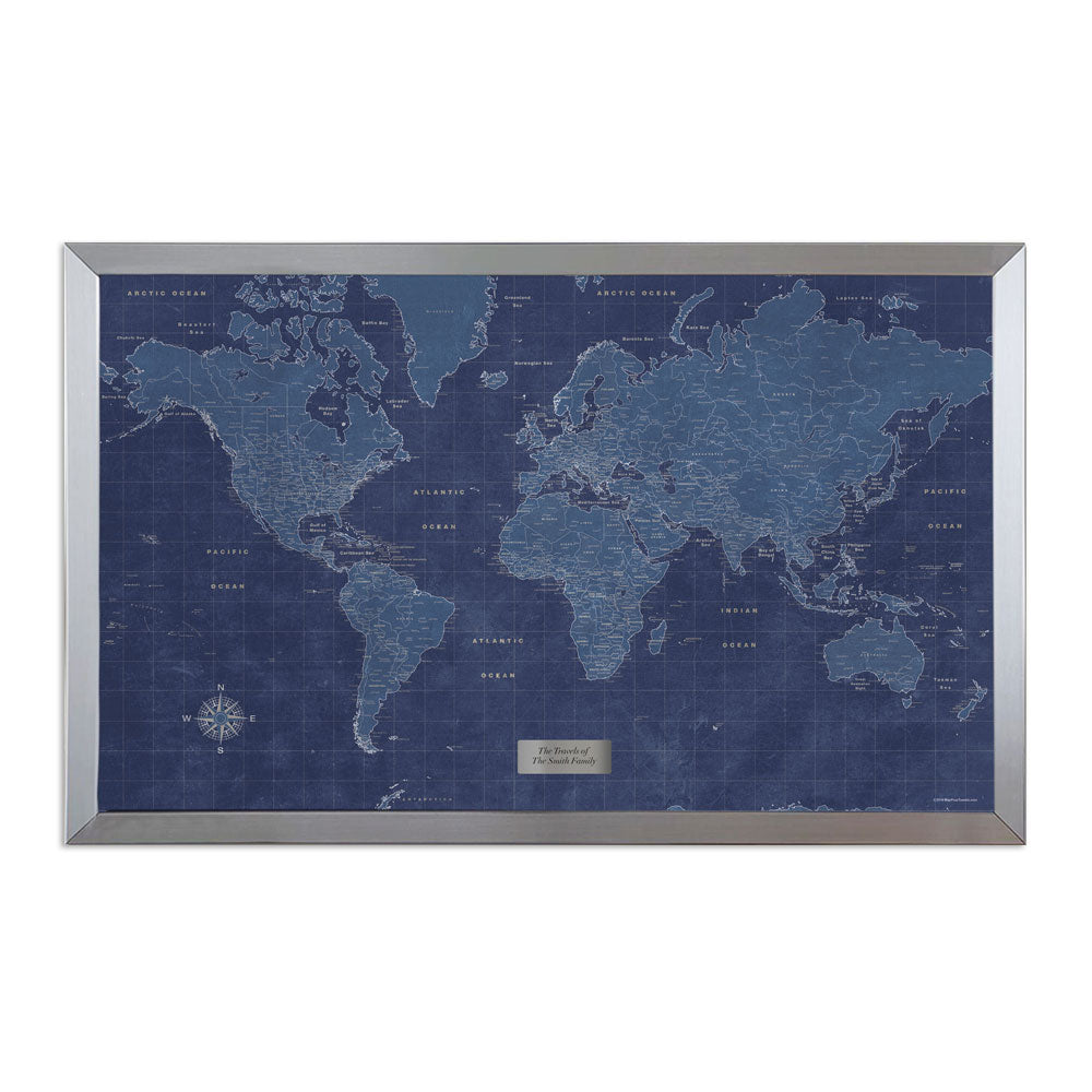 Modern Blueprint World Travel Map – MapYourTravels.com