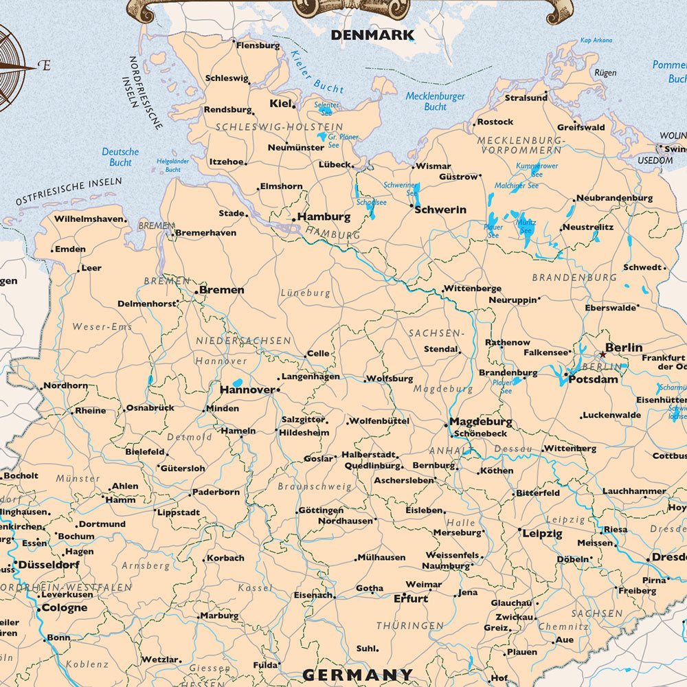 German Traveler Map — Print Only – MapYourTravels.com