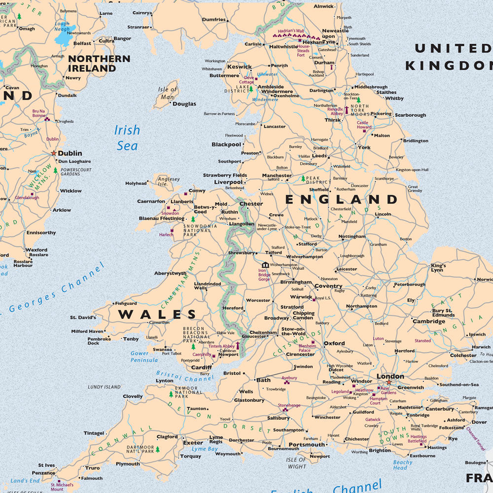 United Kingdom Traveler Map — Print Only – MapYourTravels.com