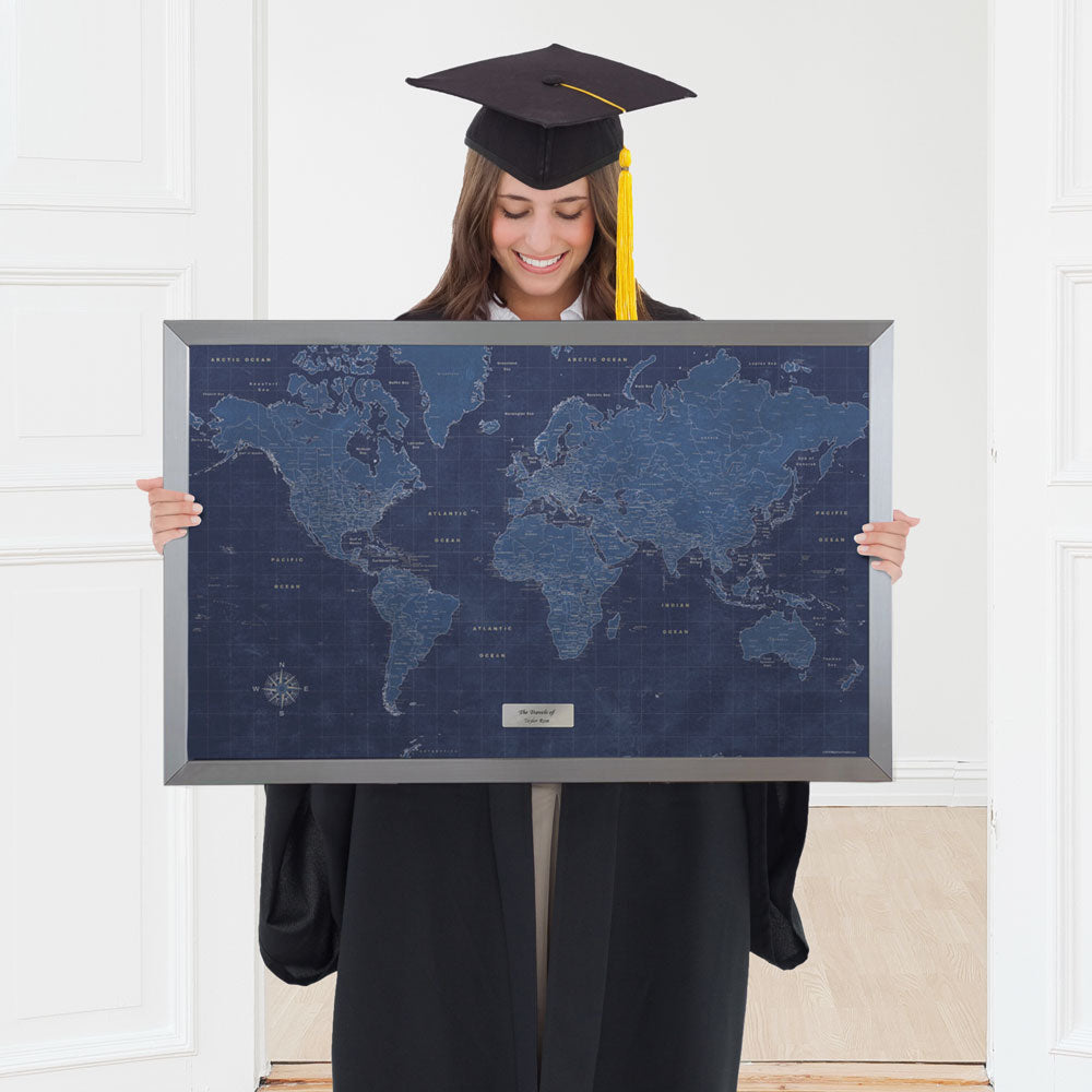 Modern Blueprint World Travel Map – MapYourTravels.com
